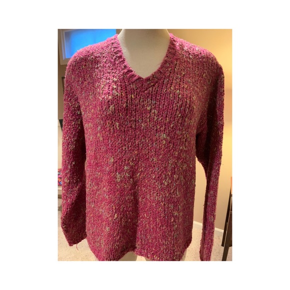 Relais Knitware | Sweaters | Relais Vneck Fuchsia Textured Cotton Knit ...